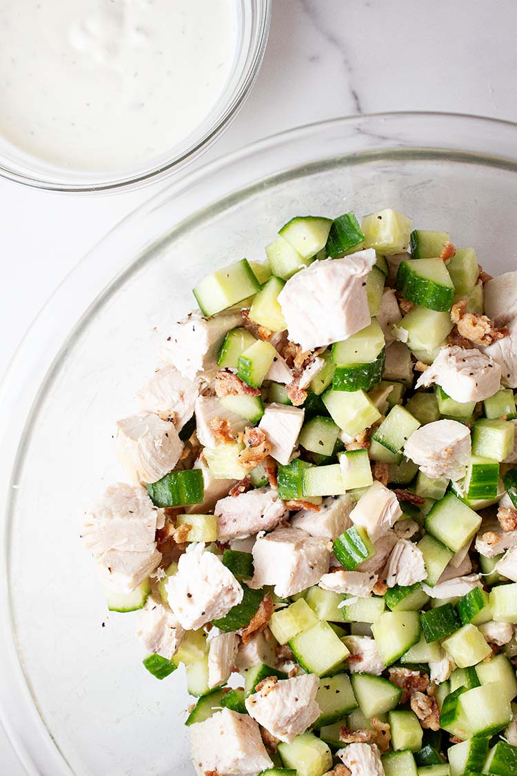 Creamy Cucumber Chicken Salad with Bacon - Filling and Fabulous